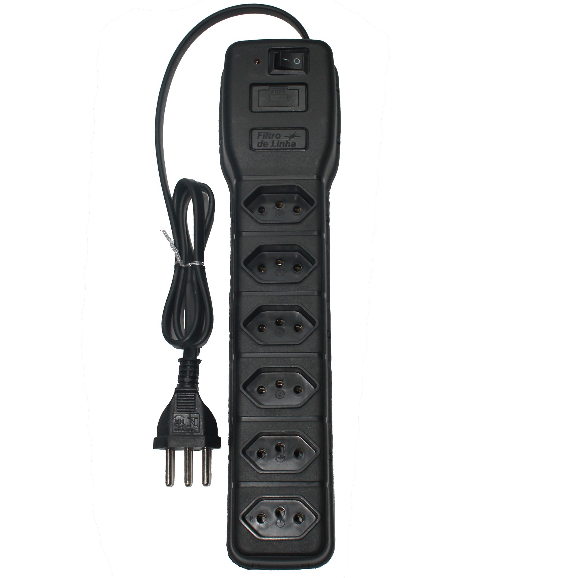 Filtro de Linha extensão 6 Tomadas Tripolar 1 Metro Bivolt