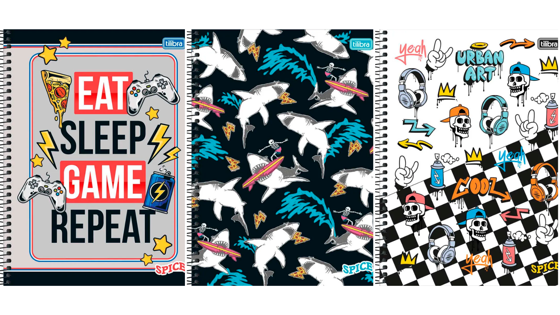 CADERNO ESPIRAL 160 FOLHAS 10 MATÉRIAS CAPA DURA SPICE
